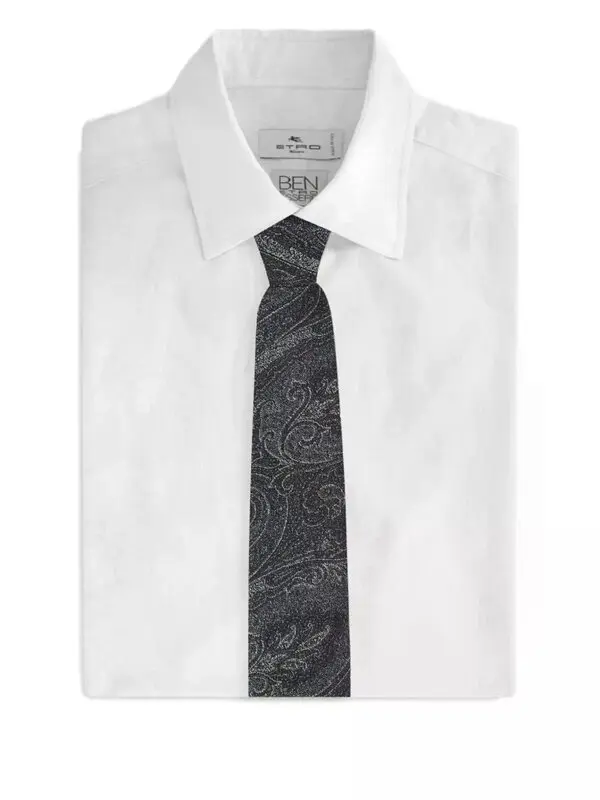 Etro Jacquard Arnica Motif Silk Neck Tie - Black