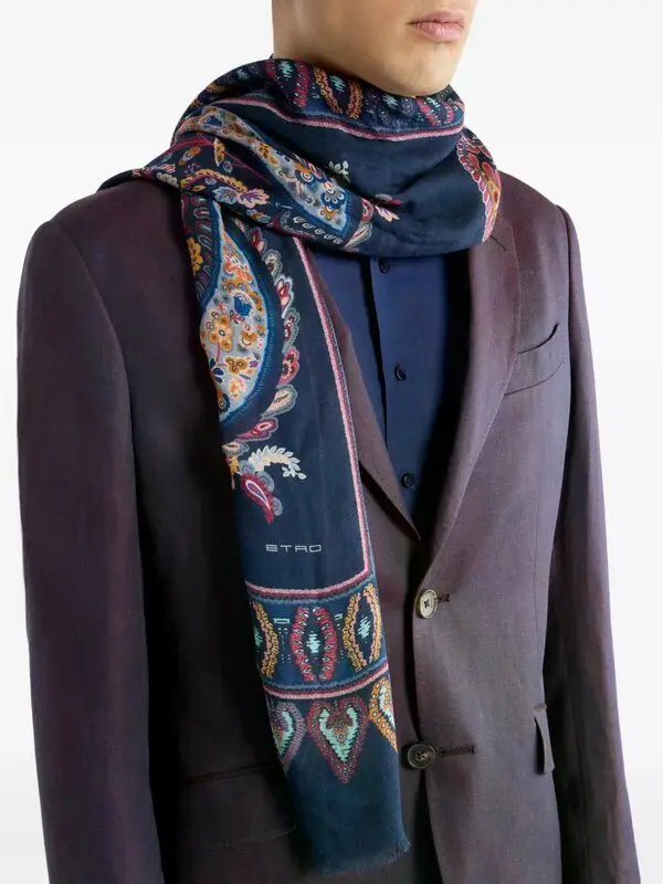 Etro Floral Paisley Scarf - Blue