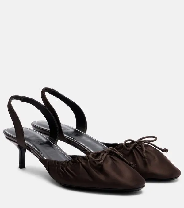 Staud Alba Satin Slingback Pumps - Brown