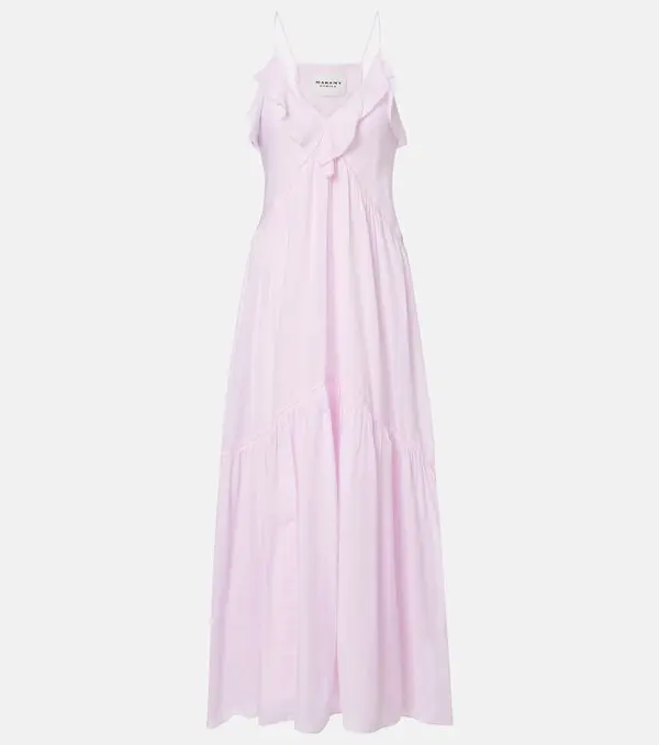 MARANT ETOILE Vasma Ruffled Cotton-blend Maxi Dress - Pink