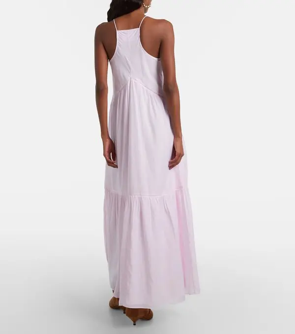 MARANT ETOILE Vasma Ruffled Cotton-blend Maxi Dress - Pink