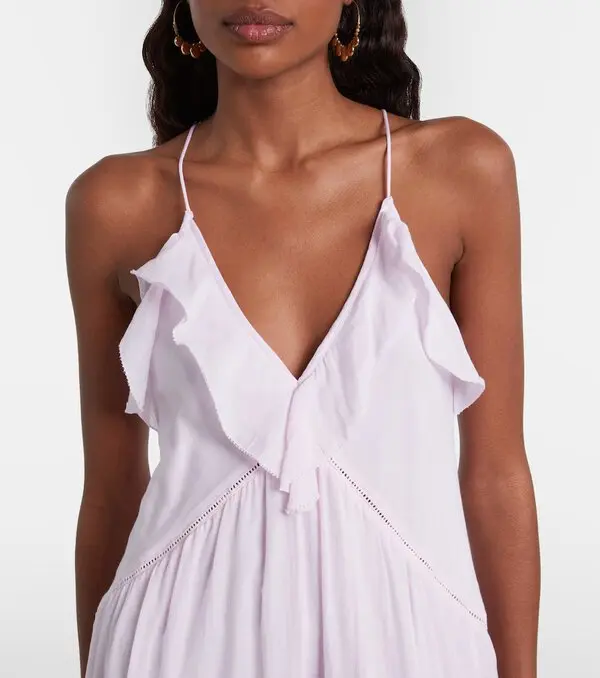 MARANT ETOILE Vasma Ruffled Cotton-blend Maxi Dress - Pink