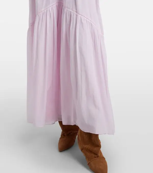 MARANT ETOILE Vasma Ruffled Cotton-blend Maxi Dress - Pink