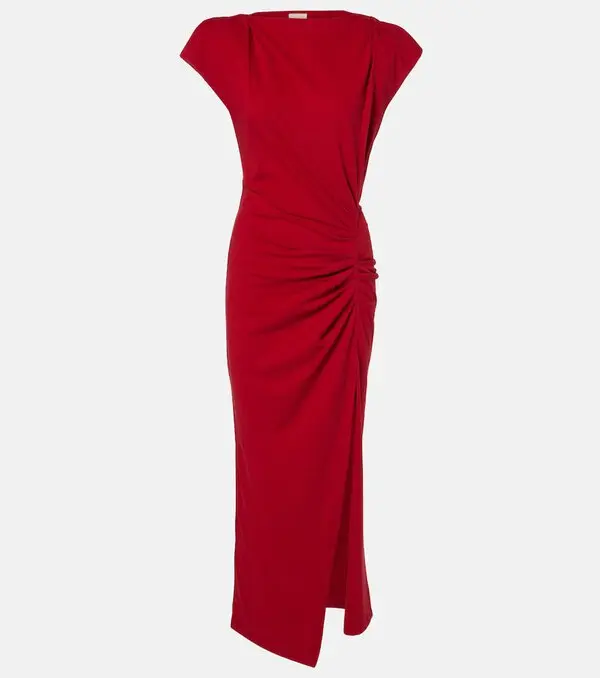 Isabel Marant Étoile Nadela Gathered Cotton Maxi Dress - Red