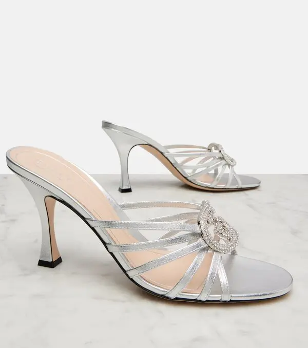 Gucci Interlocking G 85 Metallic Leather Mules