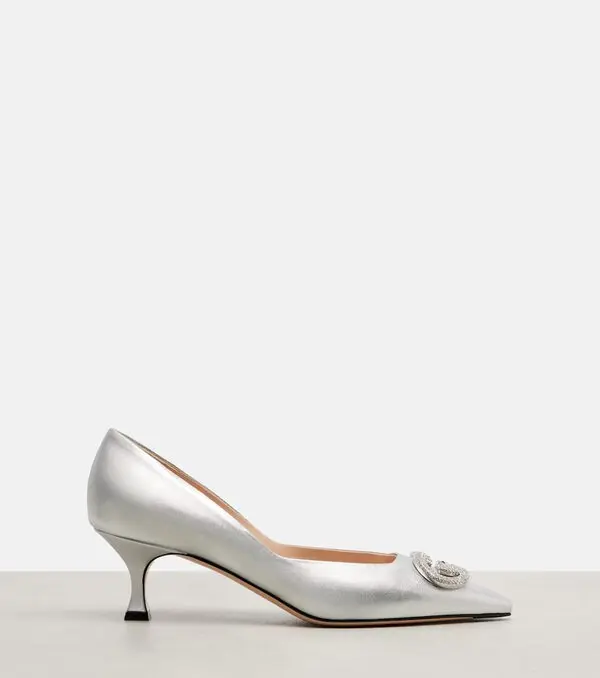 Gucci Interlocking G 55 Metallic Leather Pumps