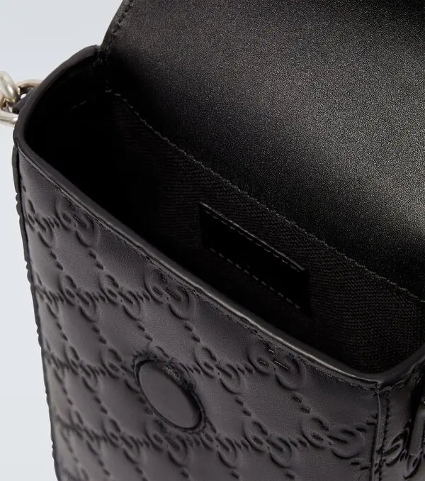 Gucci Gg Embossed Leather Phone Pouch