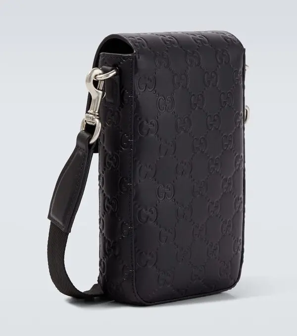 Gucci Gg Embossed Leather Phone Pouch