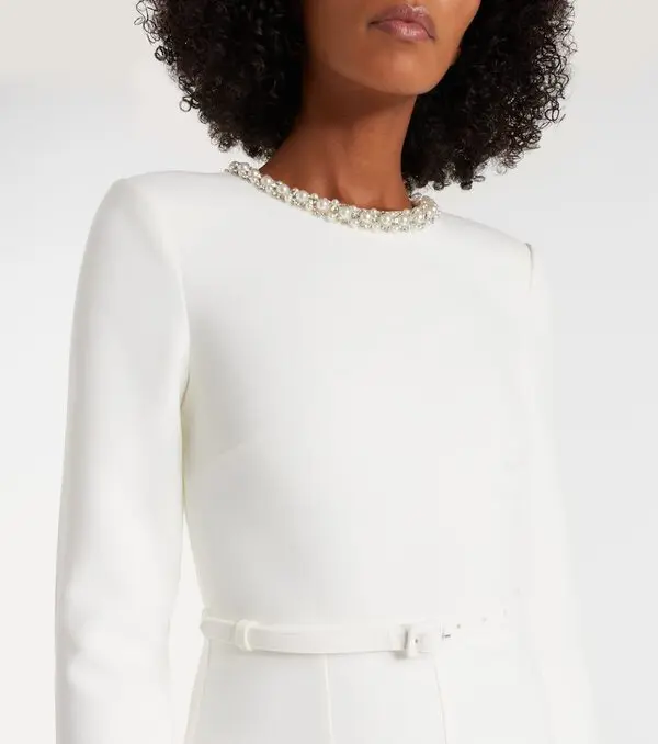 Roland Mouret Embellished Crepe Cocktail Dress