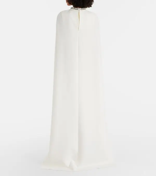 Roland Mouret Crystal-embellished Caped Crêpe Gown