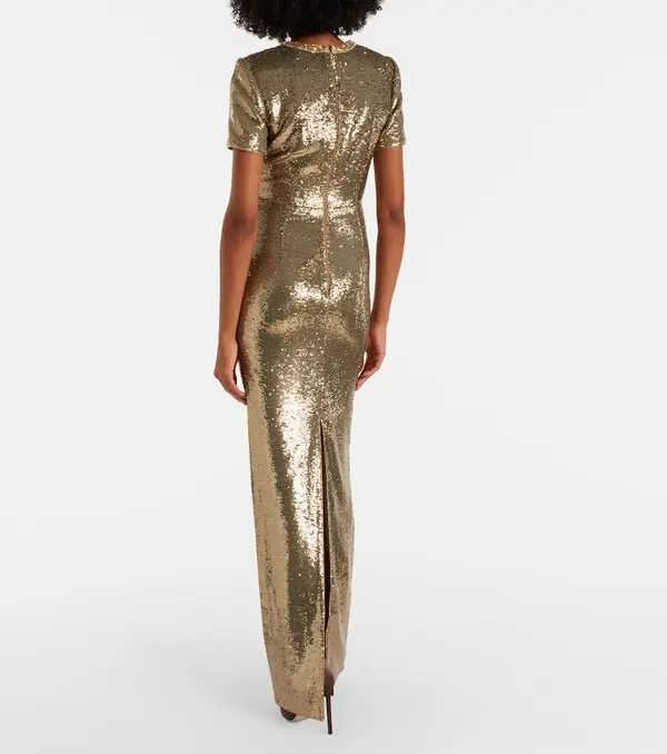 Roland Mouret Crystal-embellished Sequined Gown - Gold