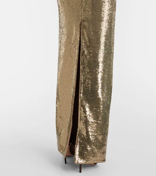 Roland Mouret Crystal-embellished Sequined Gown - Gold