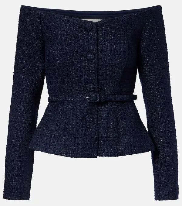 Roland Mouret Off-shoulder Bouclé Top - Blue