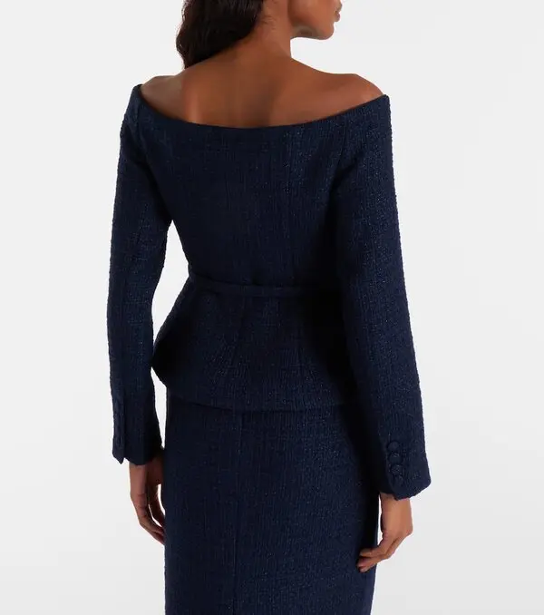 Roland Mouret Off-shoulder Bouclé Top - Blue