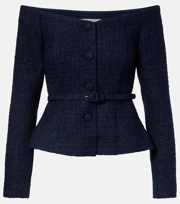Roland Mouret Off-shoulder Bouclé Top - Blue