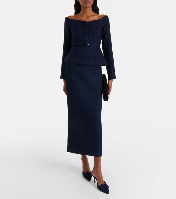 Roland Mouret Off-shoulder Bouclé Top - Blue