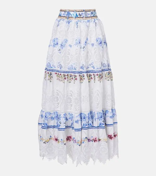 Camilla All About That Lace Linen Midi Skirt - Multicoloured