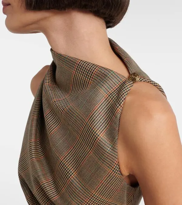 Alexander McQueen Prince Of Wales Check Wool Minidress - Beige