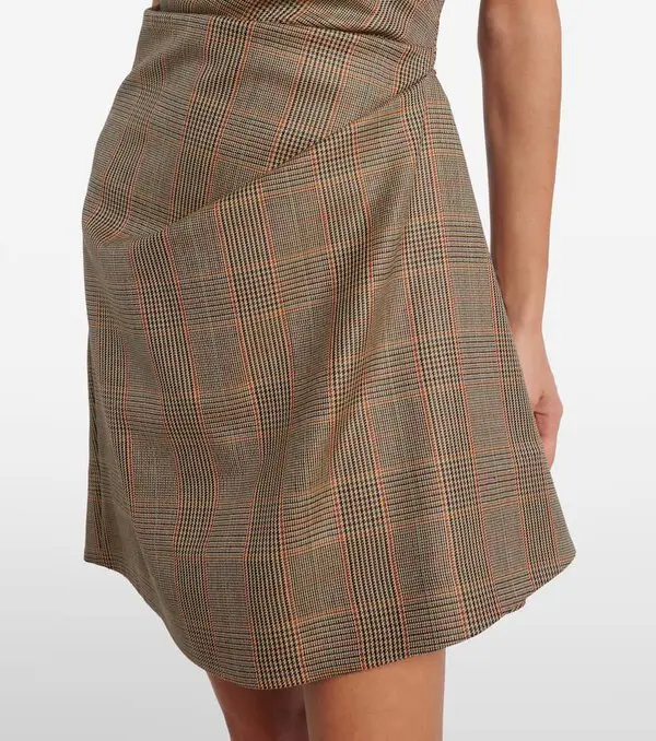Alexander McQueen Prince Of Wales Check Wool Minidress - Beige