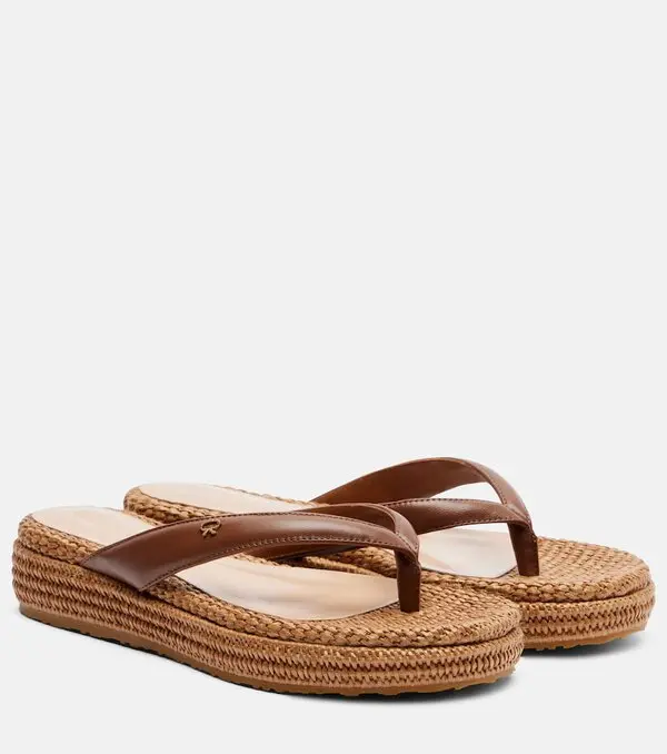 GIANVITO ROSSI Tahiti Leather Espadrille Sandals - Brown
