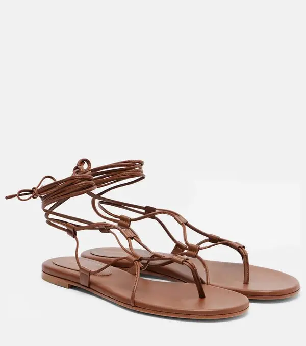 GIANVITO ROSSI Leather Gladiator Sandals - Brown