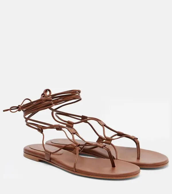 GIANVITO ROSSI Leather Gladiator Sandals - Brown