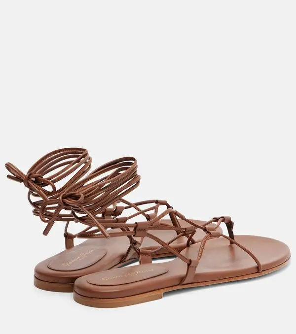 GIANVITO ROSSI Leather Gladiator Sandals - Brown
