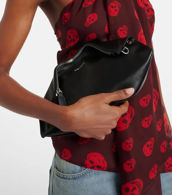 Alexander McQueen Manta Small Leather Clutch - Black