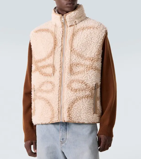Loewe Anagram Fleece Jacquard Vest - Beige