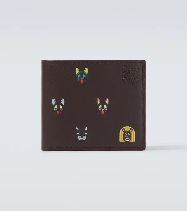 Loewe X Louis Wain Cats Leather Bifold Wallet - Brown