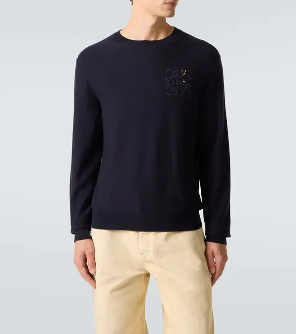 Loewe X Louis Wain Anagram Wool-blend Sweater - Blue