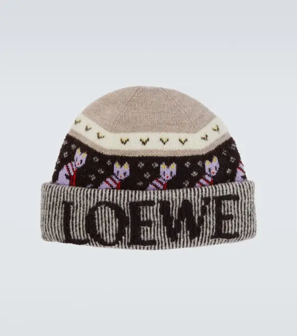 Loewe X Louis Wain Wool-blend Beanie - Beige