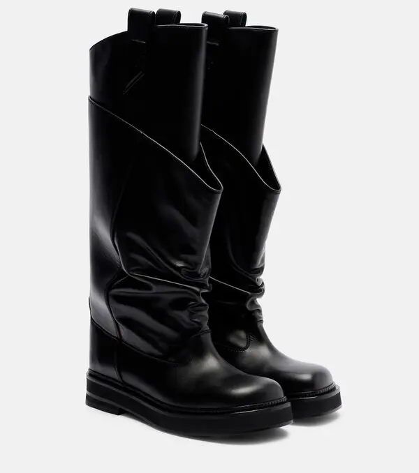 Attico Passeggiata Leather Combat Boots - Black