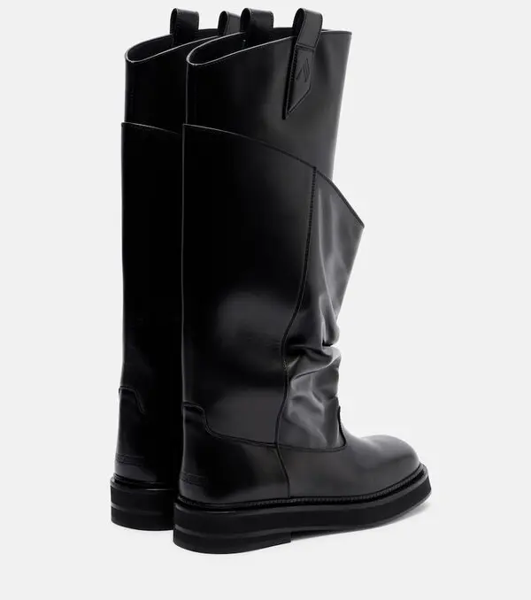 Attico Passeggiata Leather Combat Boots - Black