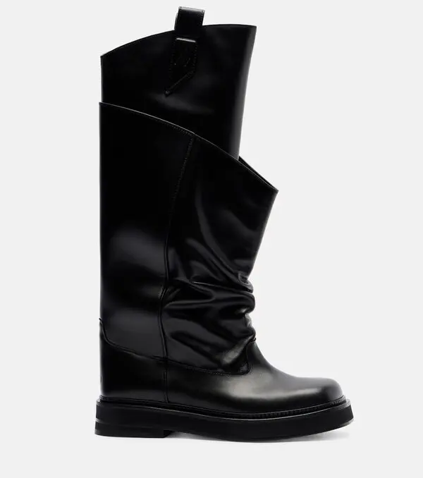 Attico Passeggiata Leather Combat Boots - Black
