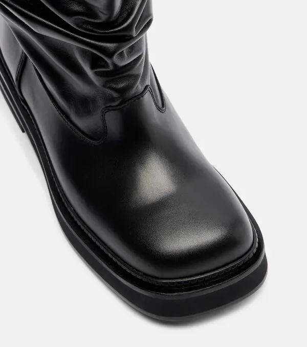 Attico Passeggiata Leather Combat Boots - Black