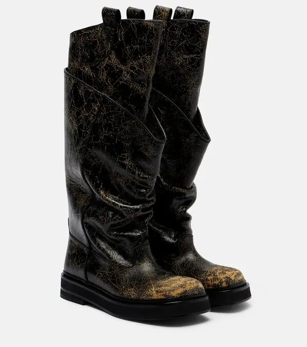 Attico Passeggiata Leather Combat Boots - Brown