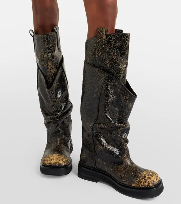 Attico Passeggiata Leather Combat Boots - Brown