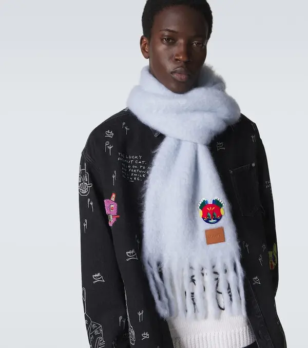 Loewe Embroidered Mohair And Wool Scarf