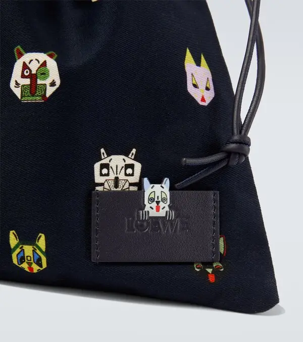 Loewe X Louis Wain Leather-trimmed Cotton Pouch