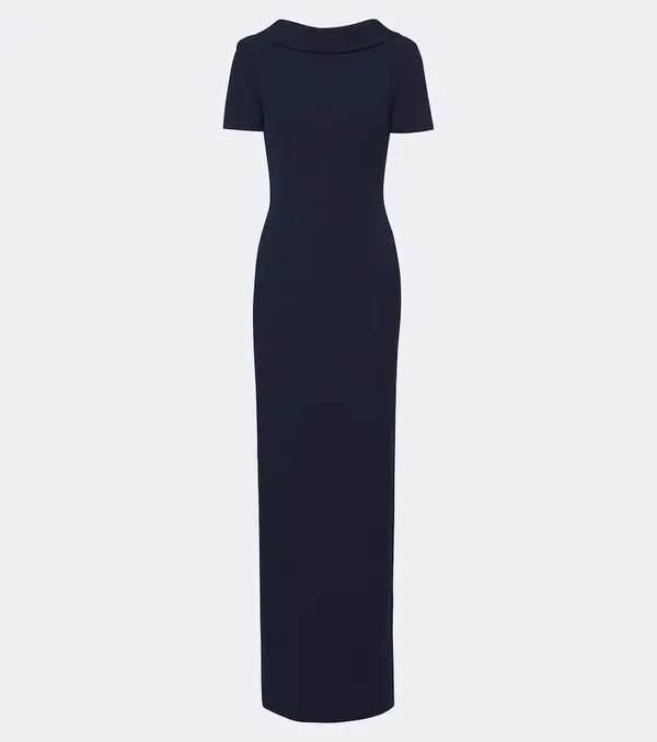 Roland Mouret Crêpe Gown With Concealed Back Zip And Vent - Blue