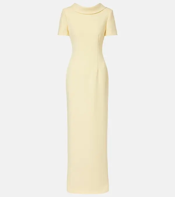 Roland Mouret Crêpe Gown With Concealed Back Zip And Vent - Yellow
