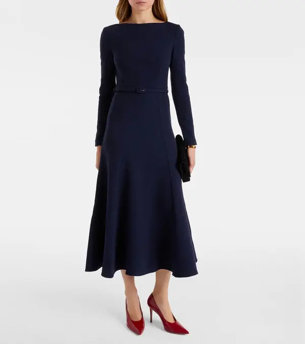Roland Mouret Belted Wool Crêpe Midi Dress