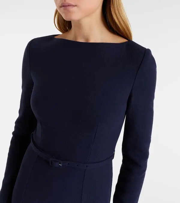 Roland Mouret Belted Wool Crêpe Midi Dress