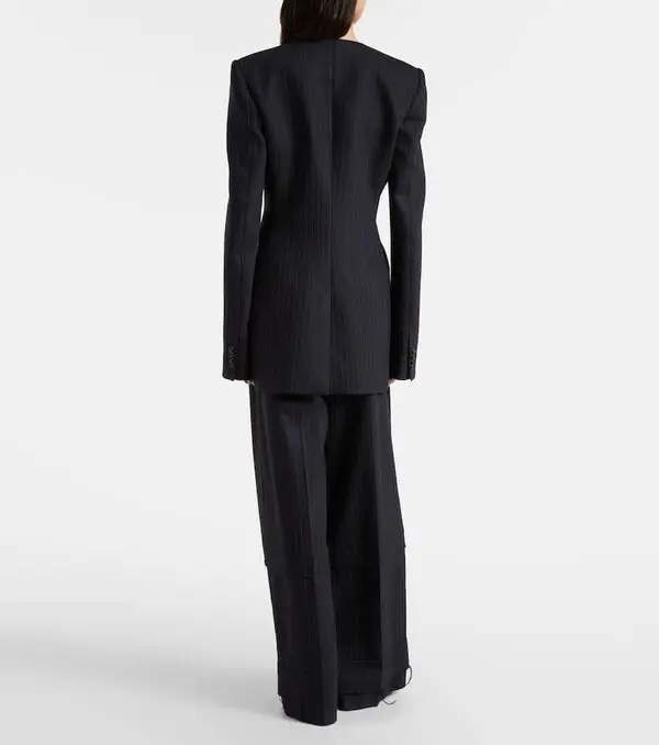Khaite Naran Pinstripe Wool-blend Blazer - Blue