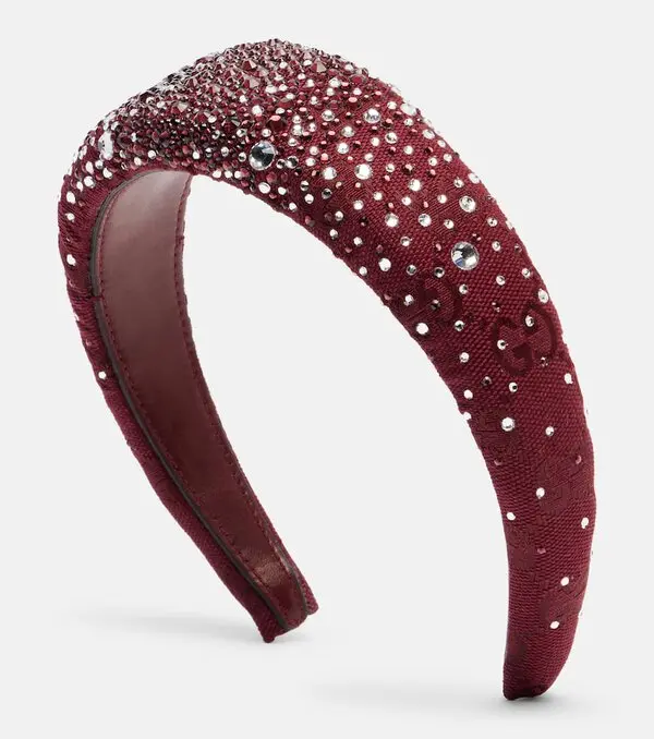 Gucci Gg Crystal-embellished Headband - Burgundy