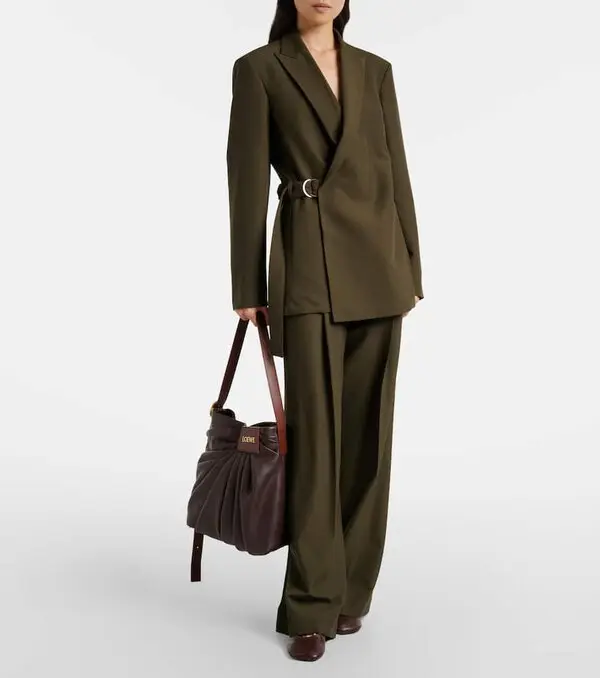 Loewe Belted Wool Blazer - Green