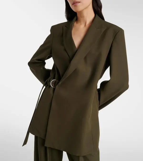Loewe Belted Wool Blazer - Green