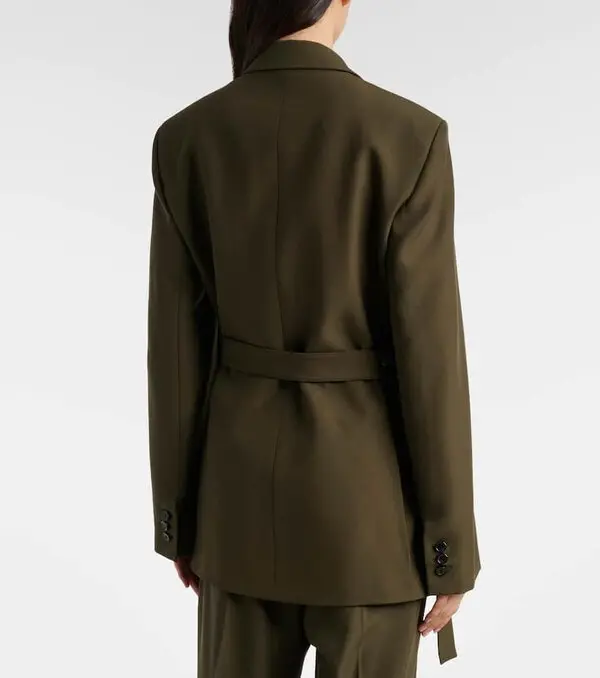 Loewe Belted Wool Blazer - Green
