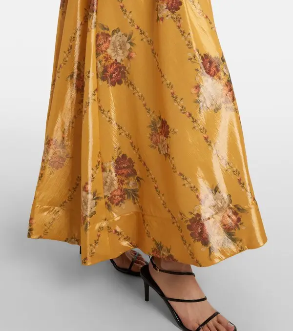 Agua Bendita Delta Floral Cotton-blend Maxi Skirt